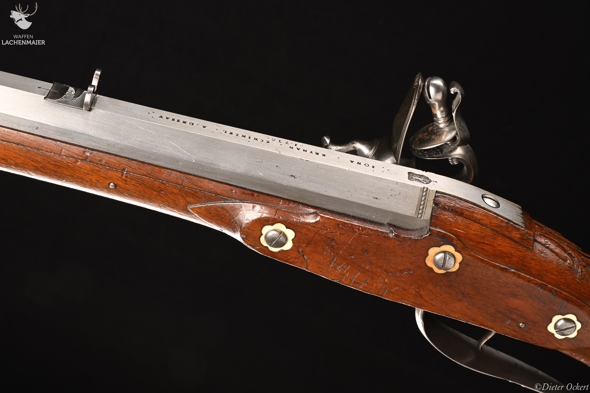 Johann Erdmann Schnitzel / Dessau Steinschlossbüchse Kaliver ca. 17mm ...