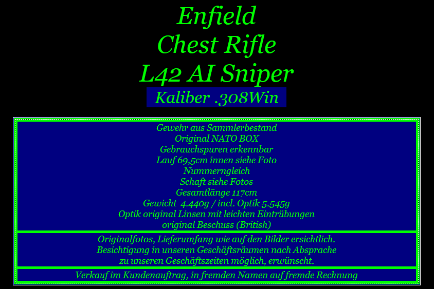Enfield Chest Rifle L42 AI NATO BOX Kaliber .308Win (7,62x51NATO) - eGun